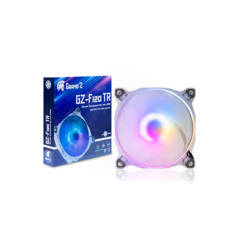COOLER, GRANDZ GZ-F120 TR ARGB TRANSPARENTE 120x120x25MM, COOLER PARA ...